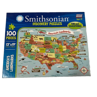 Smithsonian Discovery America's Landmarks 100-piece Jigsaw Puzzle Map ...