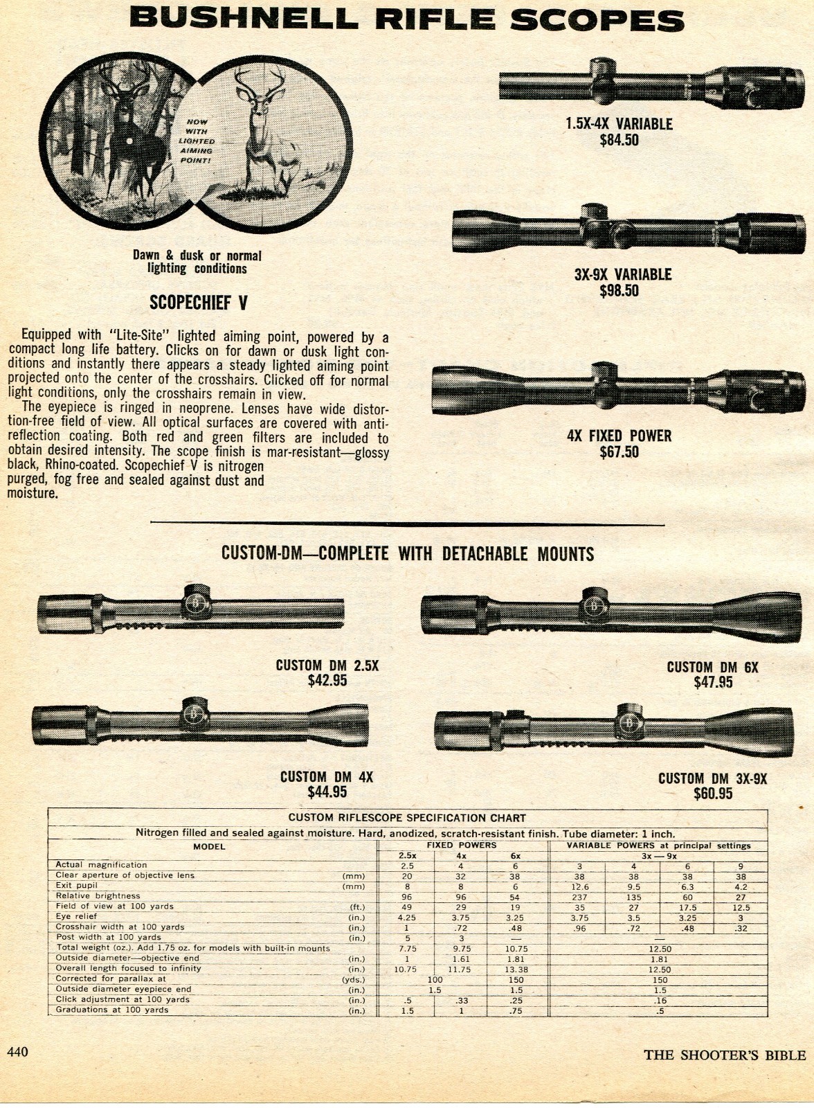 1974 Print Ad of Bushnell Rifle Scopes Scopechief V & Custom DM | eBay
