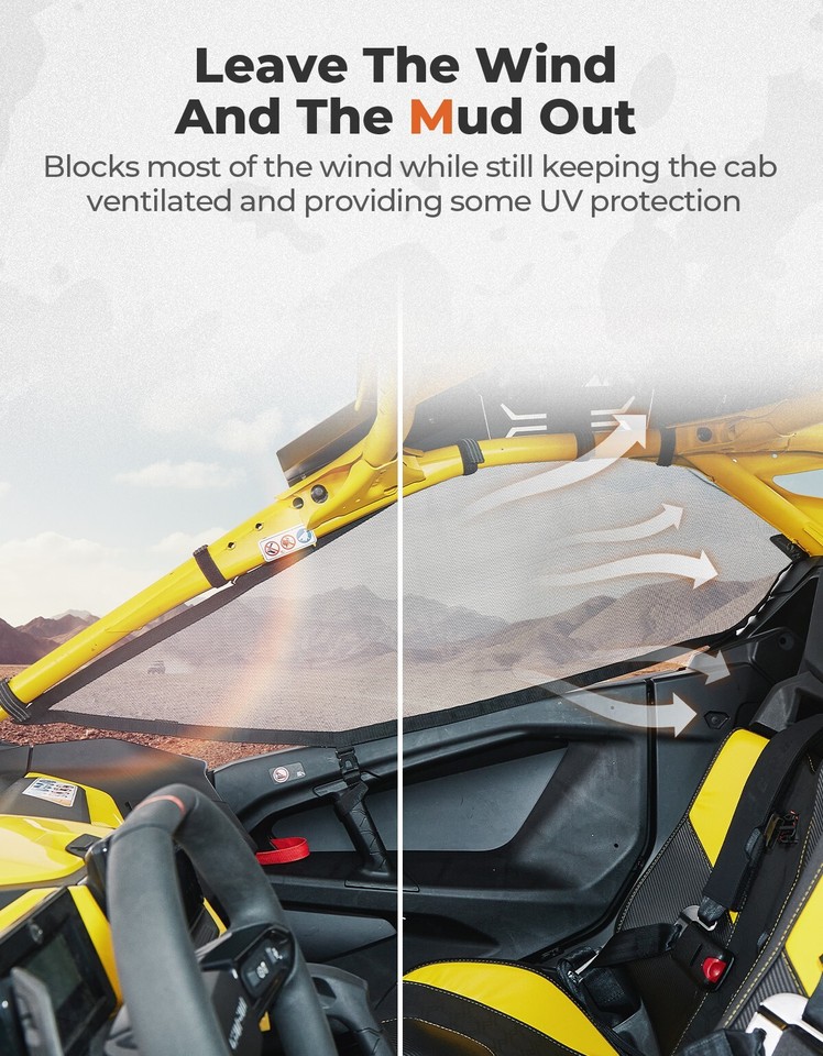 #715007376 UTV Upper Window Nets Wind Door Nets Set for Can-Am Maverick ...