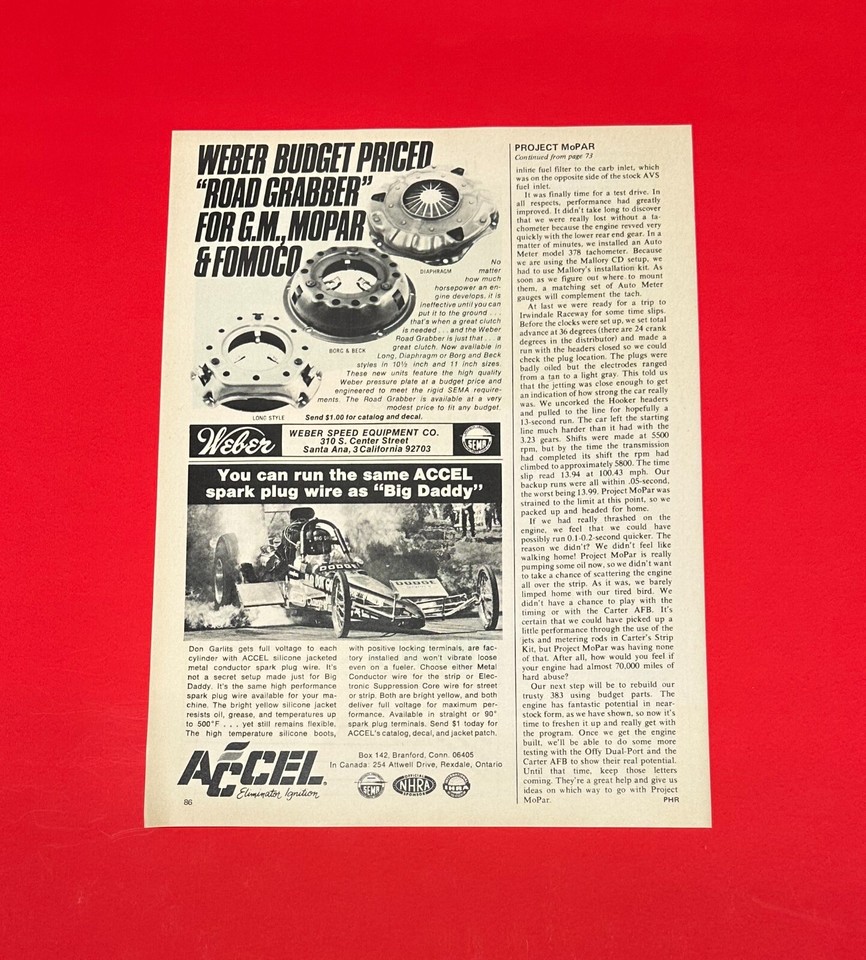 1969 Road Runner Popular Hot Rodding Magazine Project Car Article Ad ...