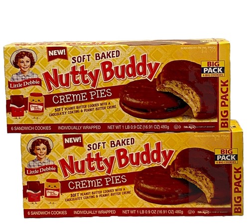 2 BIG PACKS! NEW! Little Debbie Nutty Buddy Soft Baked Creme Pies ...