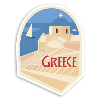2 x 10cm Fun Greece Vinyl Stickers - Greek Travel Luggage Laptop ...