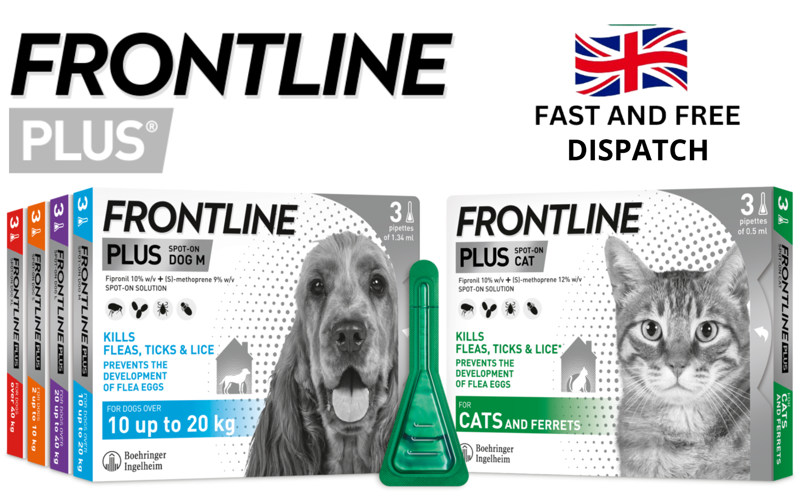 Frontline Spot On PLUS Cat Dog Flea Tick Lice Treatment 1, 3 Or 6 ...