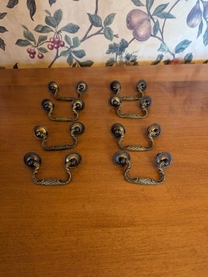 8-VINTAGE BRASS DRAWER PULLS BASKET WEAVE BAIL 3 PIECE, SCREWS KEELER ...
