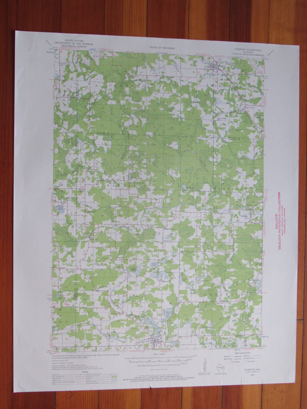 Tigerton Wisconsin 1957 Original Vintage USGS Topo Map | eBay