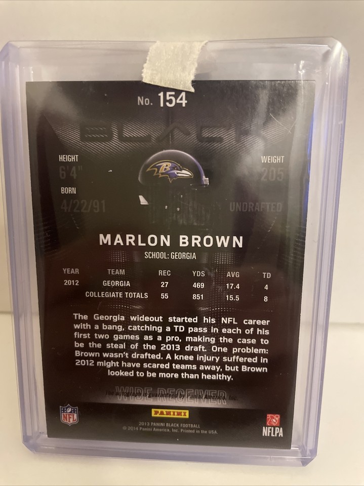 #5/10 (ONLY 10) 2013 PANINI BLACK AUTO AUTOGRAPH MARLON BROWN ROOKIE CARD | eBay