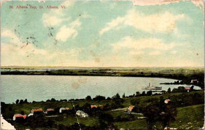St Albans Bay Vermont VT Aerial View Ship Franklin County 1910s ...