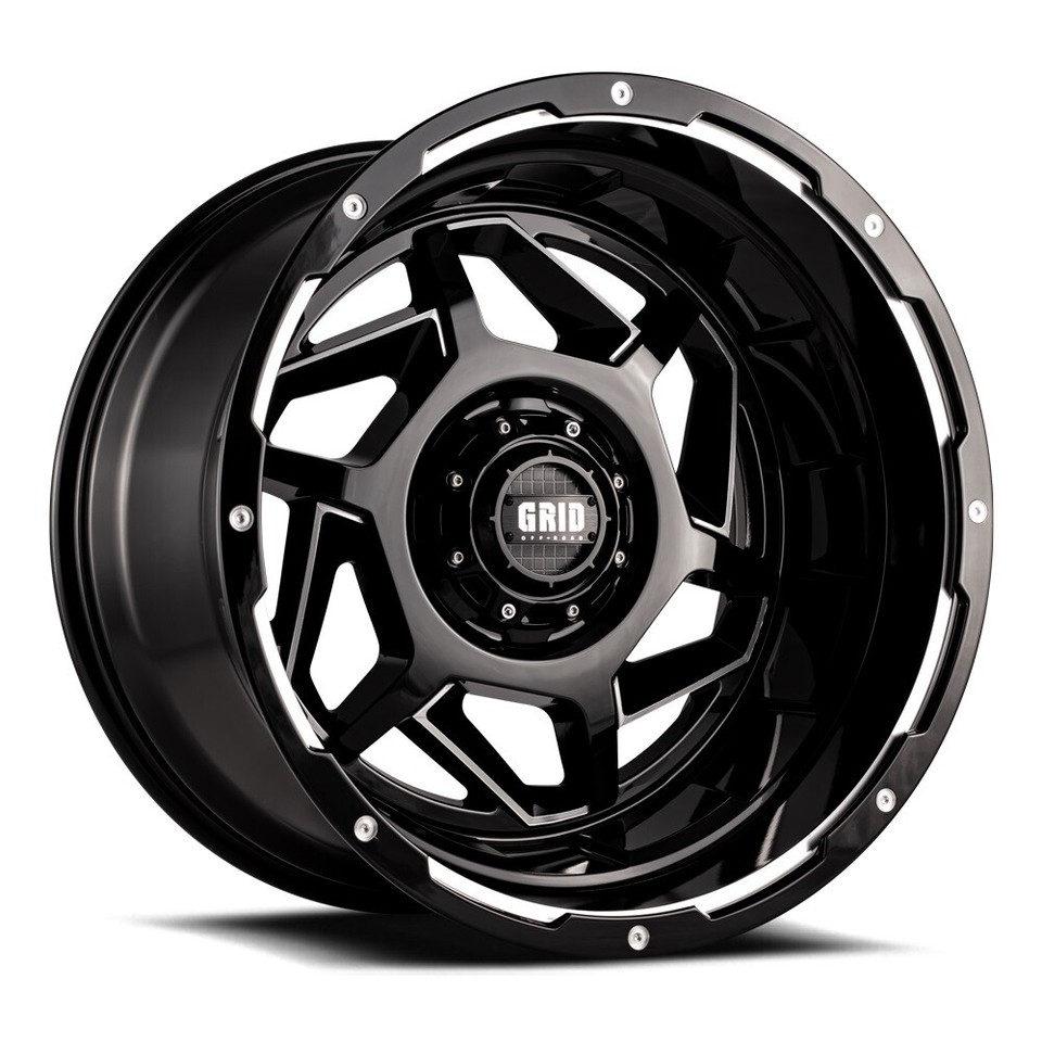 Grid Wheels 20x10 -12 6x135/139.7 108.00 GD12 Gloss Black w/Milled ...