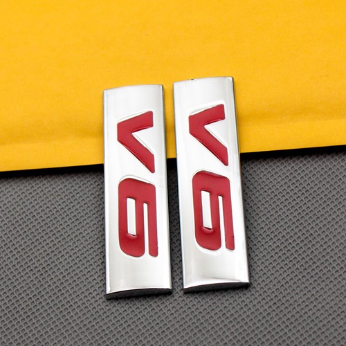 2x Chrome Red Metal V6 Engine Badge Sticker Fender Trunk 4wd Sport ...