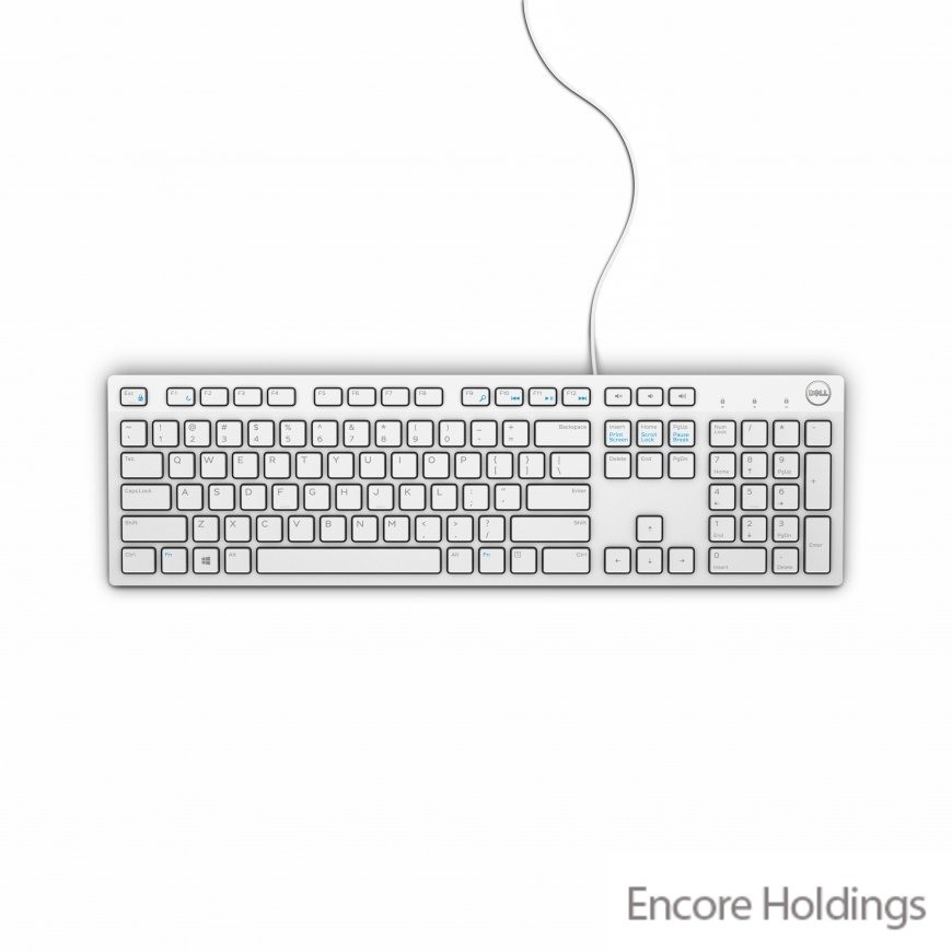 Dell 104 Keys Wired Keyboard - White - USB - US European - Qwerty ...