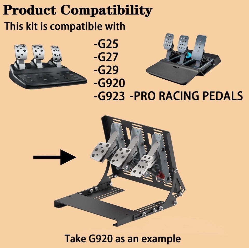 Sim Racing Inverted Pedals Kit - Suitable for Logitech G PRO/G923/G920 ...