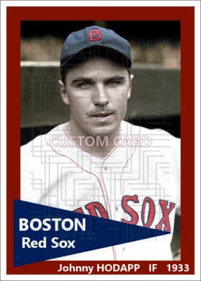 Johnny Hodapp - 1933 Boston Red Sox - 2.5 x 3.5 custom card (blank back ...