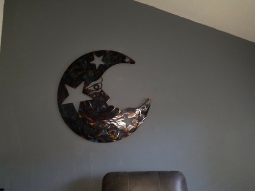 metal art moon handmade wall decor large living room deck porch patio ...
