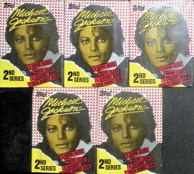 MICHAEL JACKSON 1984 Topps Trading Cards Lot of 5 Series 2 Wax Packs ...