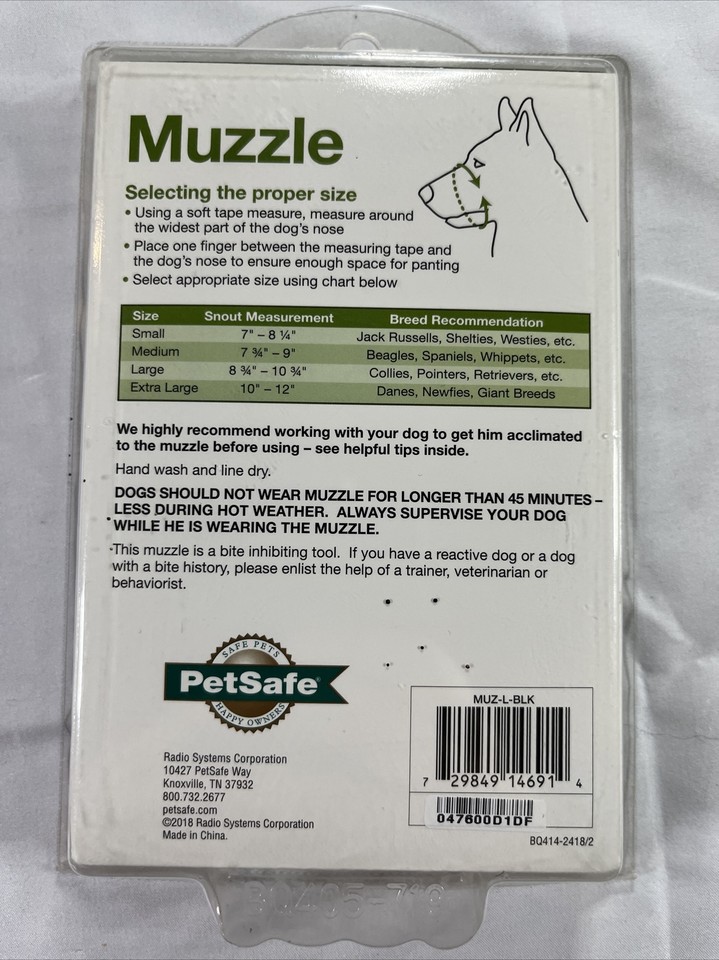 PetSafe Muzzle Padded For Comfort Adjustable @ Neck & Snout Size Large | eBay
