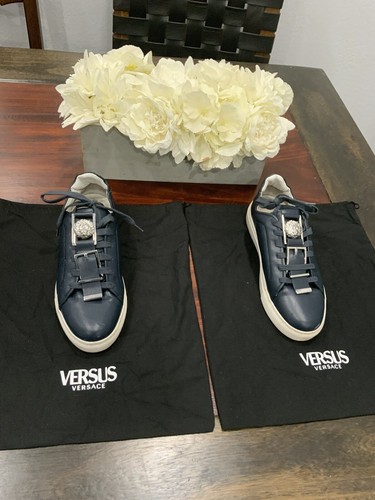 Authentic Versus by Versace Blue Leather Shoes Size 39 Come With Dust ...