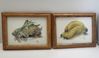2 Julia Crainer Wood Framed Art Prints Sweet Corn & Bananas 9 1/4" X 7 ...