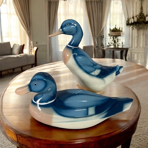 Vintage Blue Pink Hand painted Ceramic Ducks Made in Japan | eBay