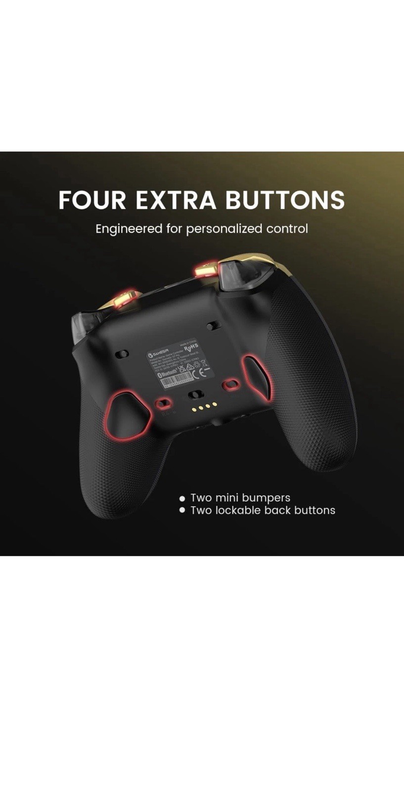 GameSir G7 Pro Tri-Mode Controller Black/Gold Wired BT 2.4GHz Gyro Hall ...