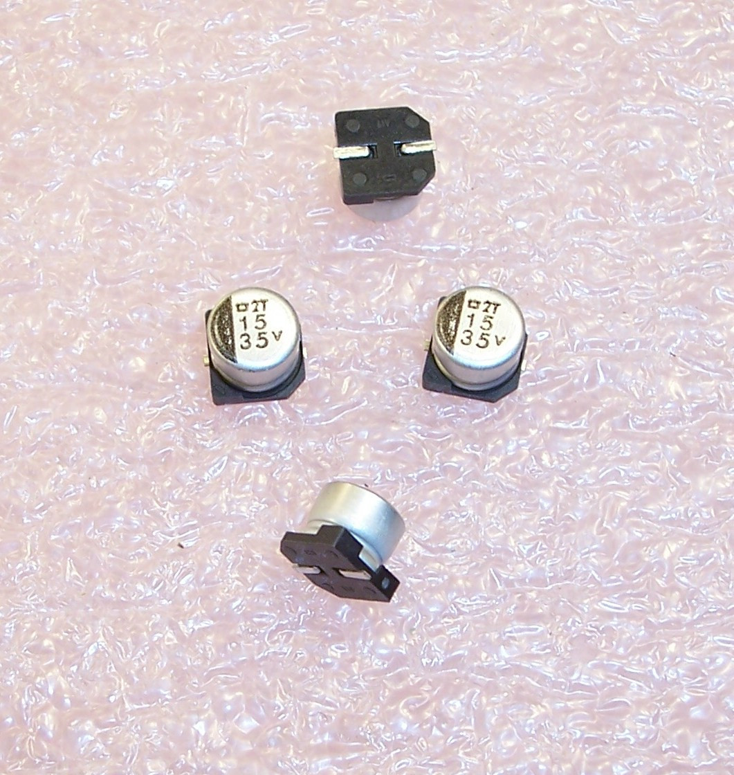 QTY (100) 15uf 35V 6.3x5.5 SMD ALUMINUM ELECTROLYTIC CAPACITORS ...