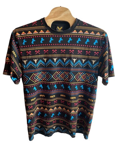 Avirex All Over Aztec Print Shirt 1975 Horse Axes Bull XXL | eBay