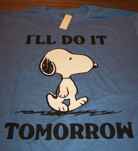Peanuts Snoopy Graphic T-Shirt I'll Do it Tomorrow Royal Heather Blue ...
