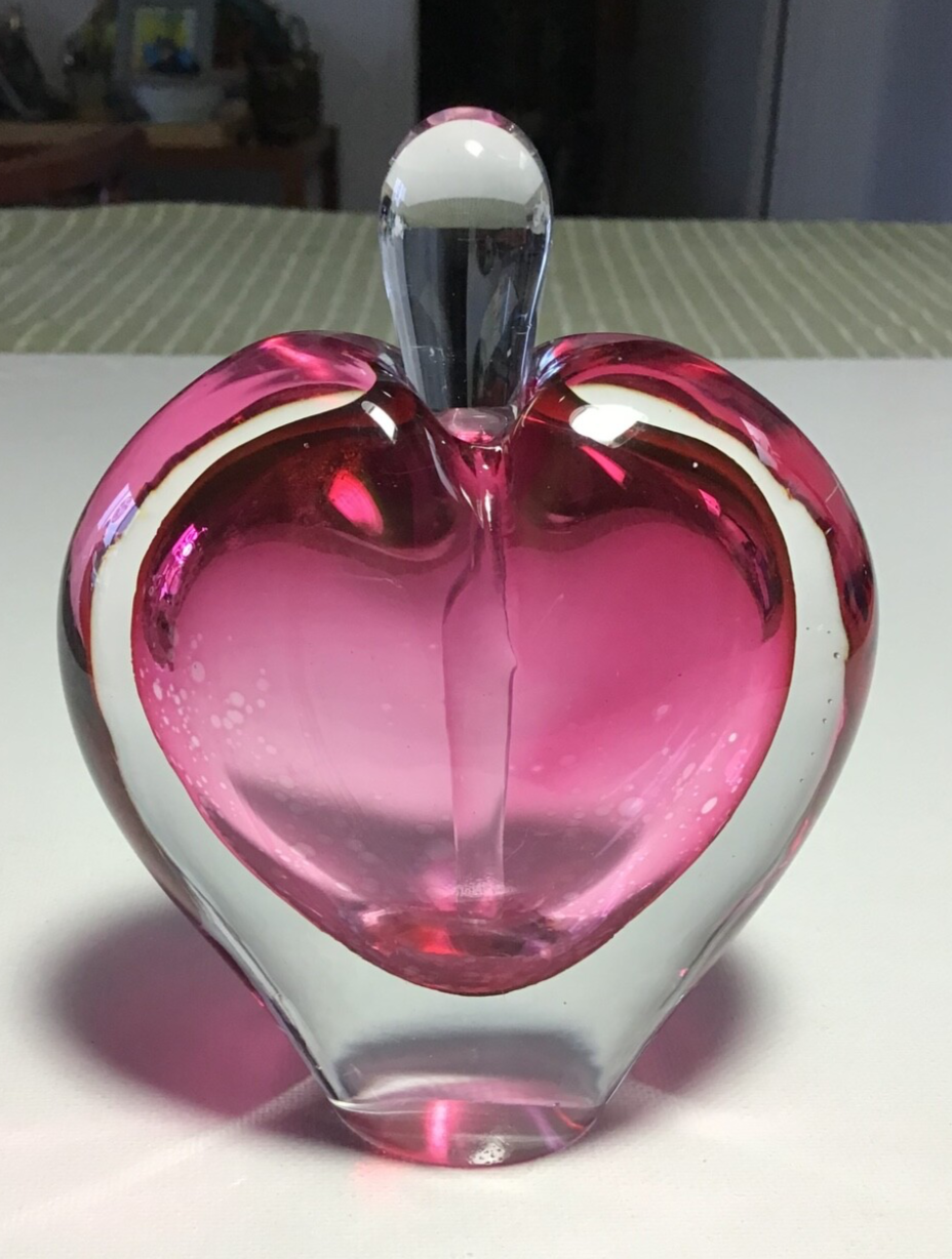 Vintage Art Glass Red Heart Shaped Scent Perfume Bottlen with Dauber | eBay