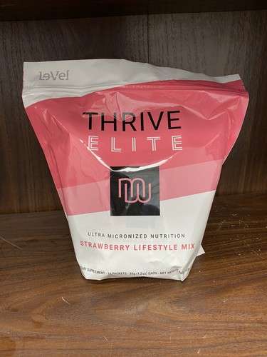 LeVel Thrive ELITE Strawberry Lifestyle Mix, 16 Packets (35g). Sealed ...
