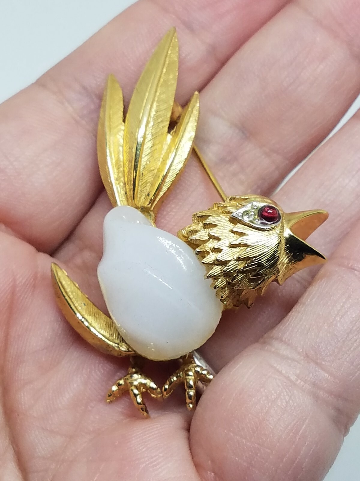 Vintage Marcel Boucher Bird Glass Belly Gold Tone Brooch Pin | eBay