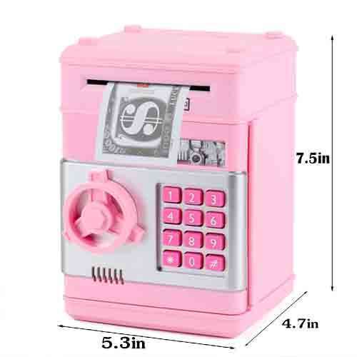 Pink Piggy Bank Cash Coin ATM Bank Electronic Money Storage Saver For ...