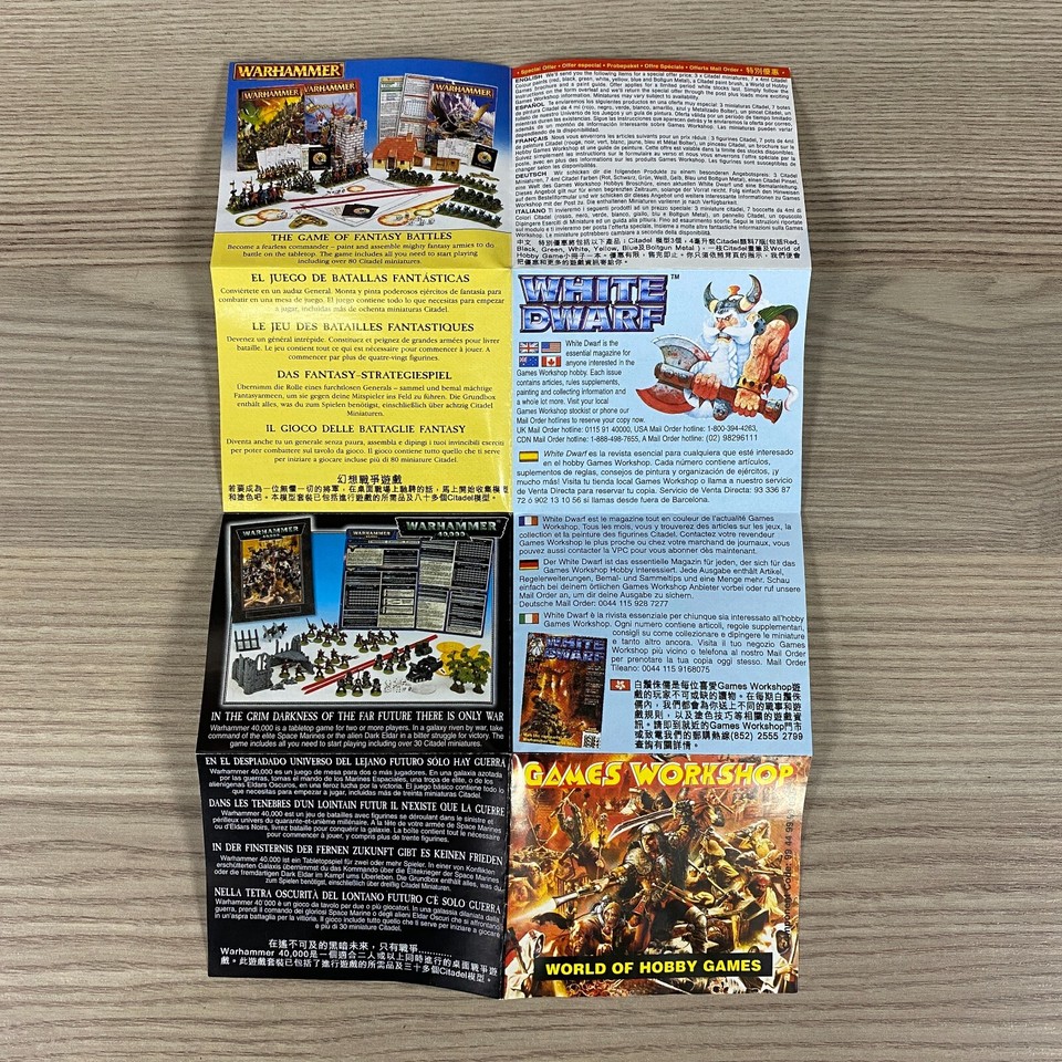 GAMES WORKSHOP WORLD OF HOBBY GAMES FOLD OUT FLYER LEAFLET 1990'S ...