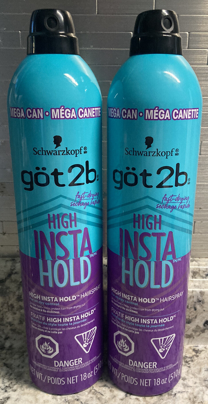 (2) Got2b High Insta Hold Hair Spray MEGA CAN 18oz Each | eBay