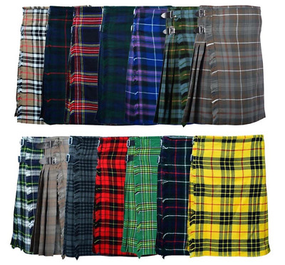 Men's Scottish Kilts 13oz Highland Casual Tartan Kilt 8 yard 17 ...