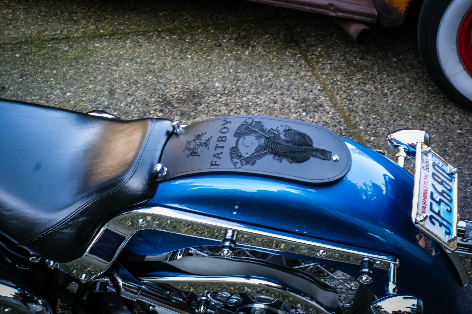 Rear Fender Bib Panel Leather Sexy Fatboy Softail Harley Davidson Black ...