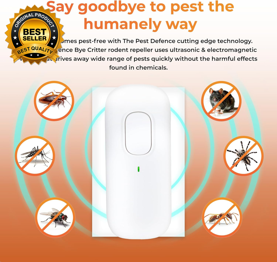 Pest Defence Ultrasonic Pest Repeller Bye Critter Ultrasonic Pest ...