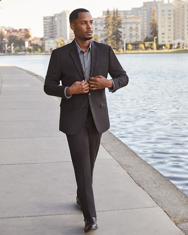 NEW EXPRESS $298 BLACK SLIM WOOL BLEND MODERN TECH SUIT JACKET SZ 40R ...