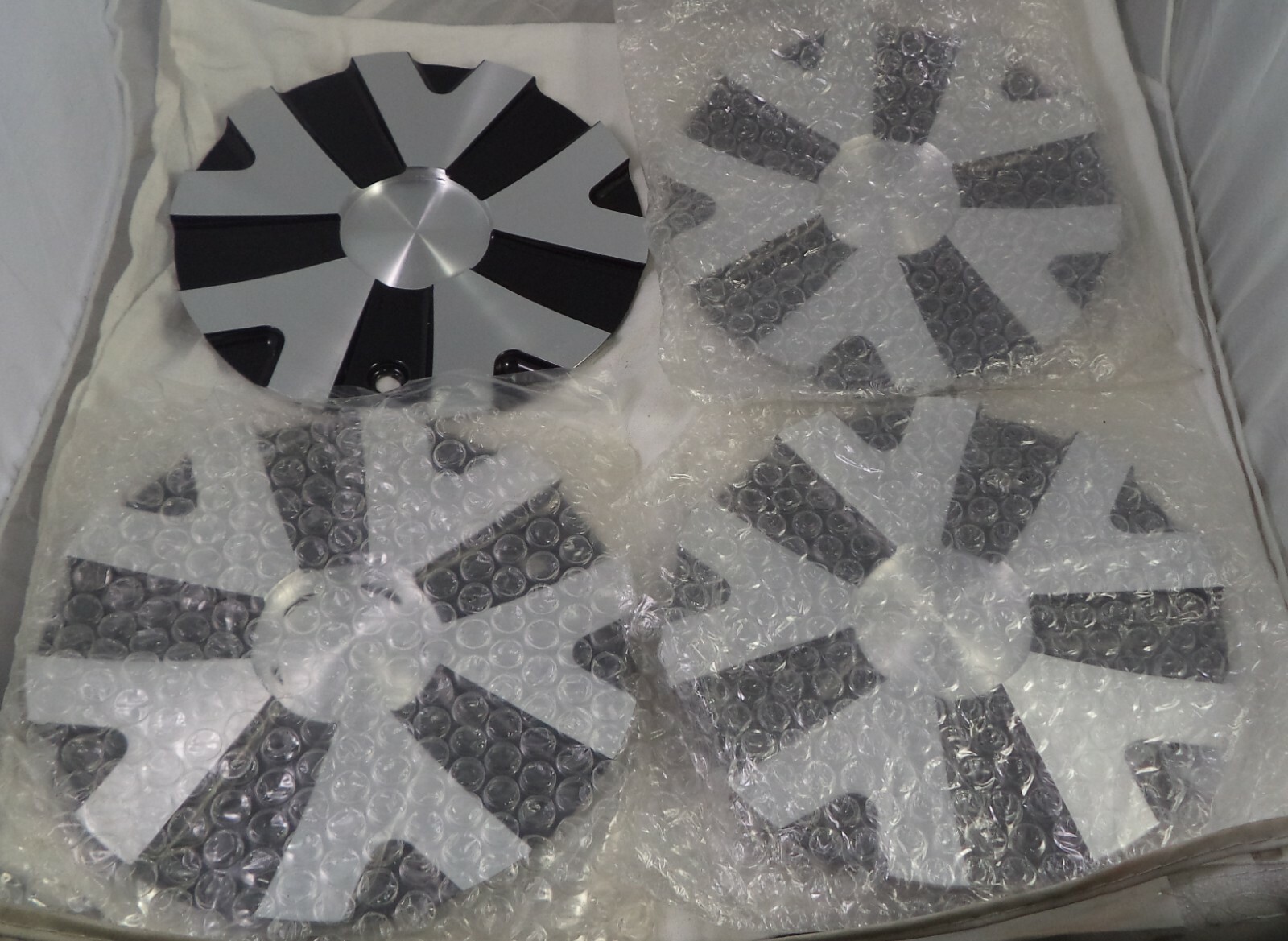 Strada Wheels Gloss Black / Silver Custom Wheel Center Cap Set 4 #PD ...