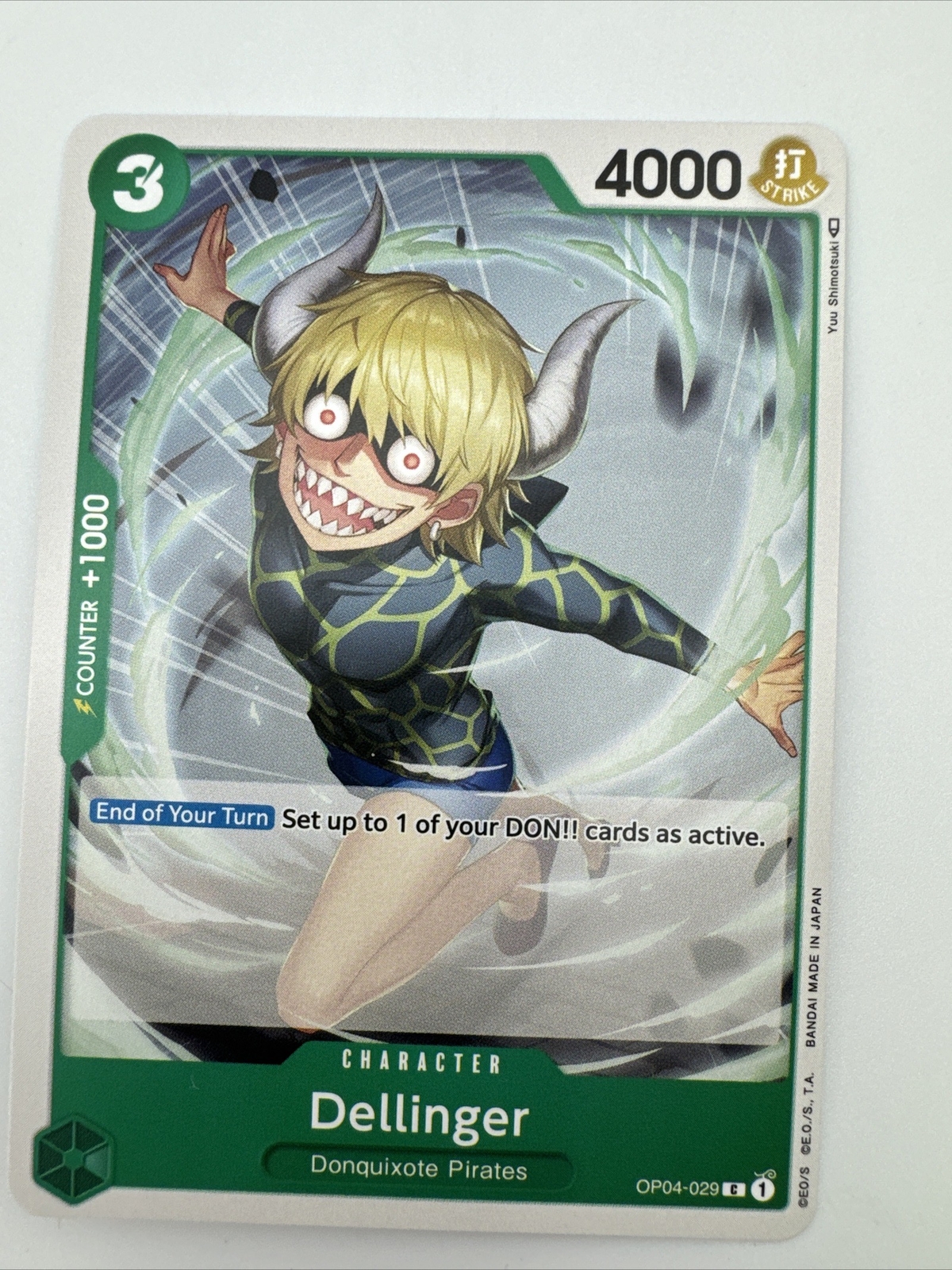 OP04-029 DELLINGER One Piece Card Game Kingdoms of Intrigue Green 4 pc ...