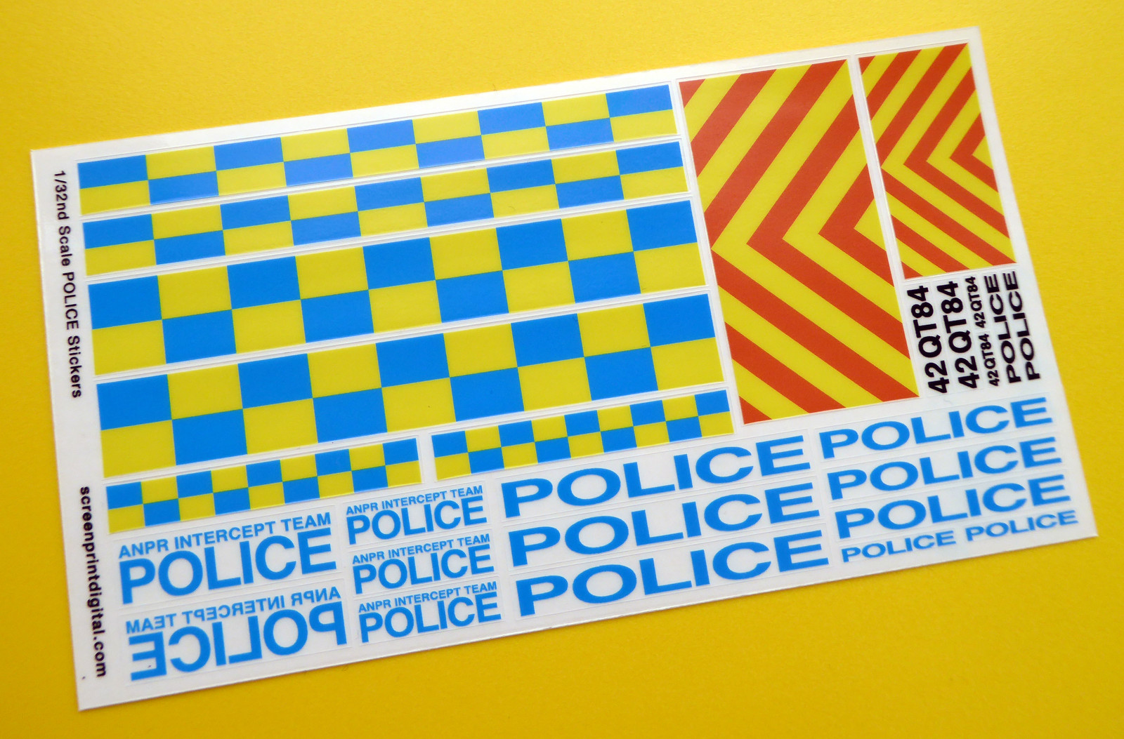 SLOT CAR 1/32nd scale UK 'POLICE' INTERCEPTOR stickers decals fits ...