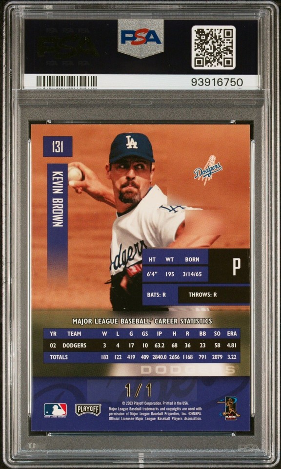 Kevin Brown 1/1 NSCC The National 2003 Playoff Prestige Xtra Points ...