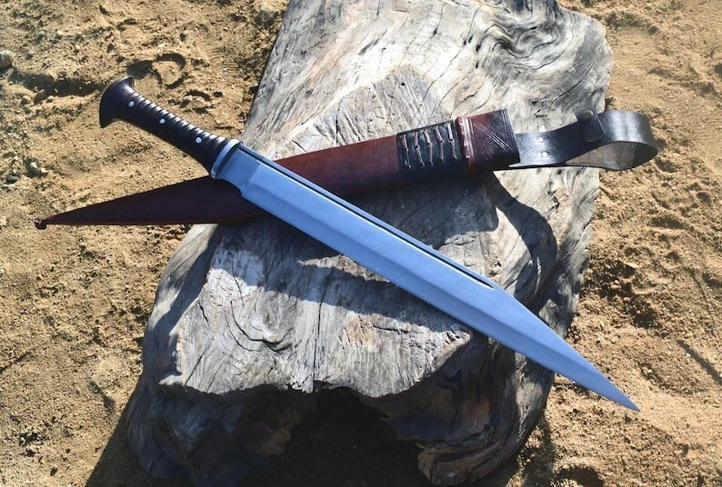 Custom Handmade Carbon Steel Blade Survival Seax Sword | Hunting Sword ...