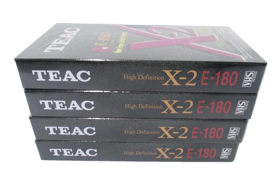 TEAC E-180 X-2 3HR High Definition Blank VHS Tapes x4 Brand New Sealed ...