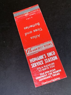 Vintage Texas Matchbook “Homann’s Enco Service Station” Lockhart | eBay