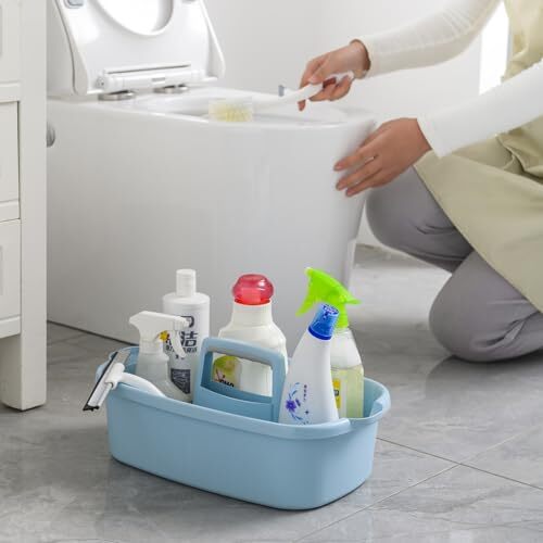 Plastic Cleaning Storage Caddy with Handle, Large Shower Transparent ...
