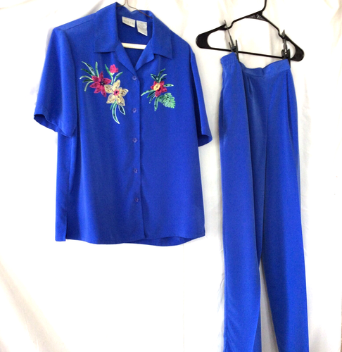 Koret Womens Floral Embroidery Pant Suit Sz S Colorful Lightweight ...