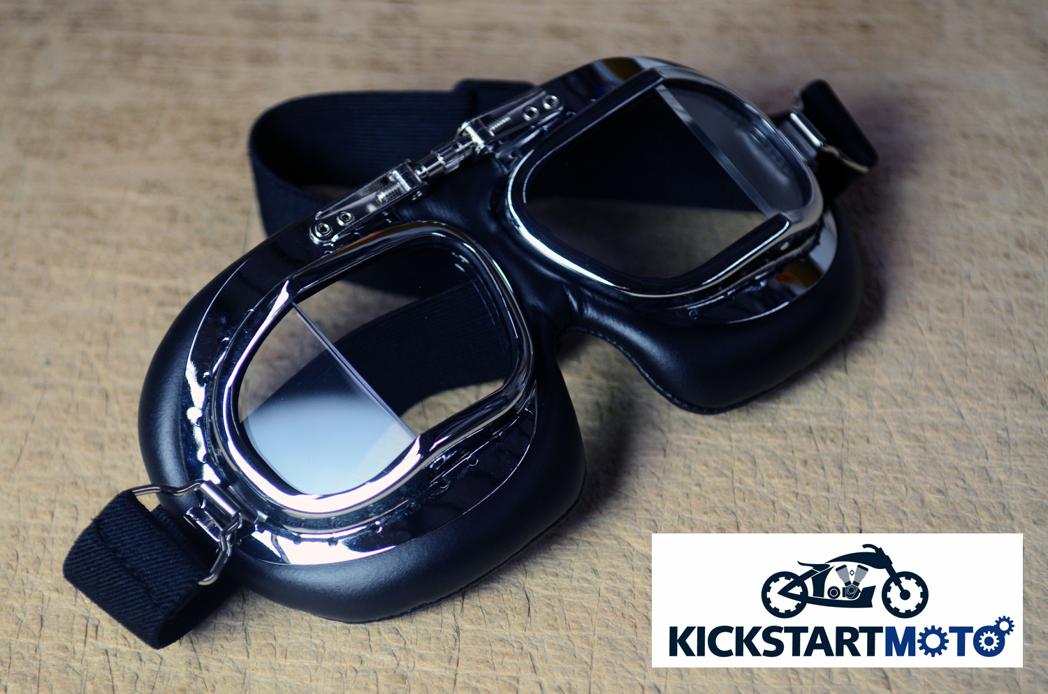 Chrome Red Baron Aviator Goggle Cafe Racer Motorcycle Goggles Retro ...