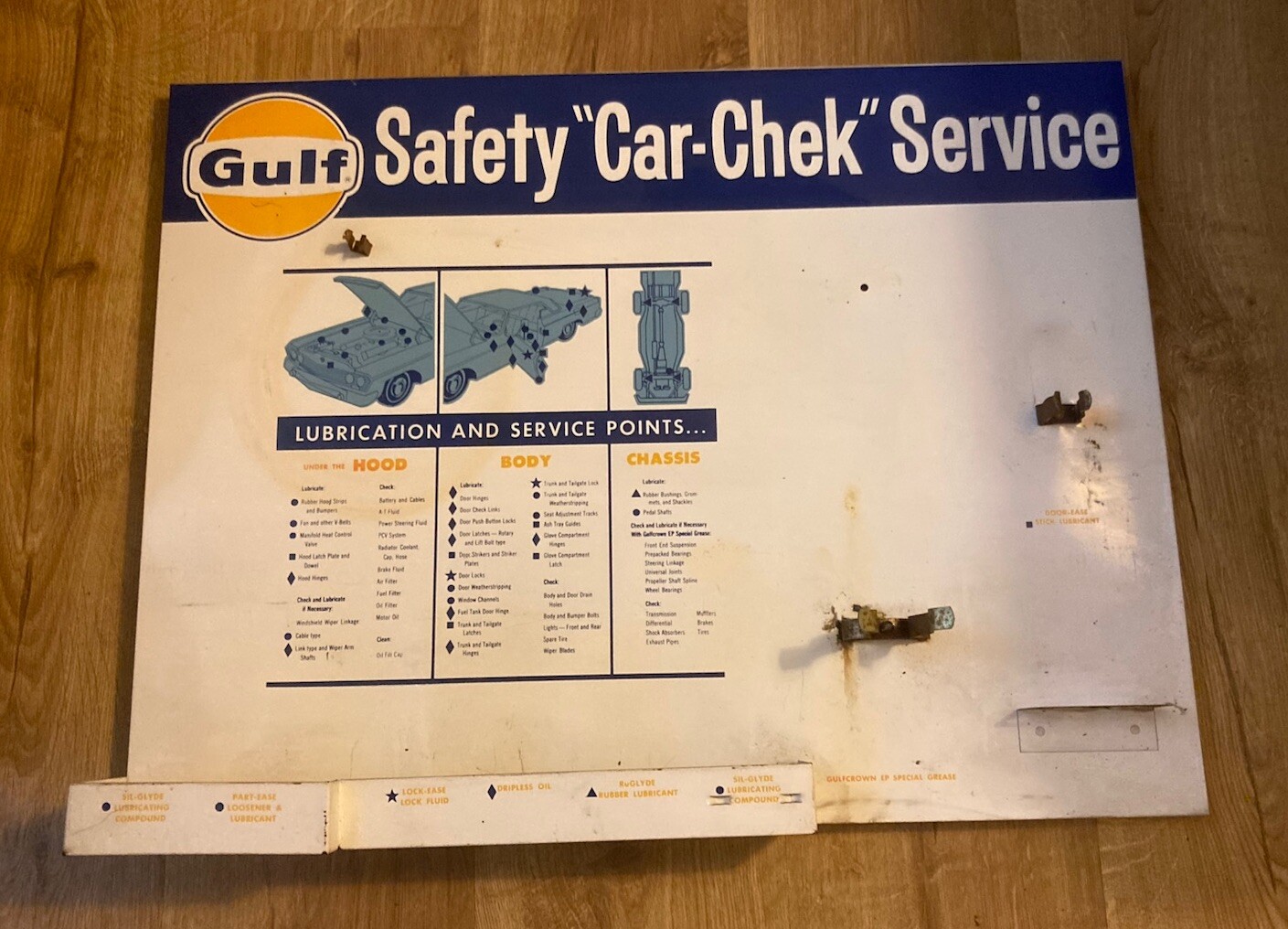 Vintage 1960s GULF Gas Service Station Display Sign Safety Automotive ...