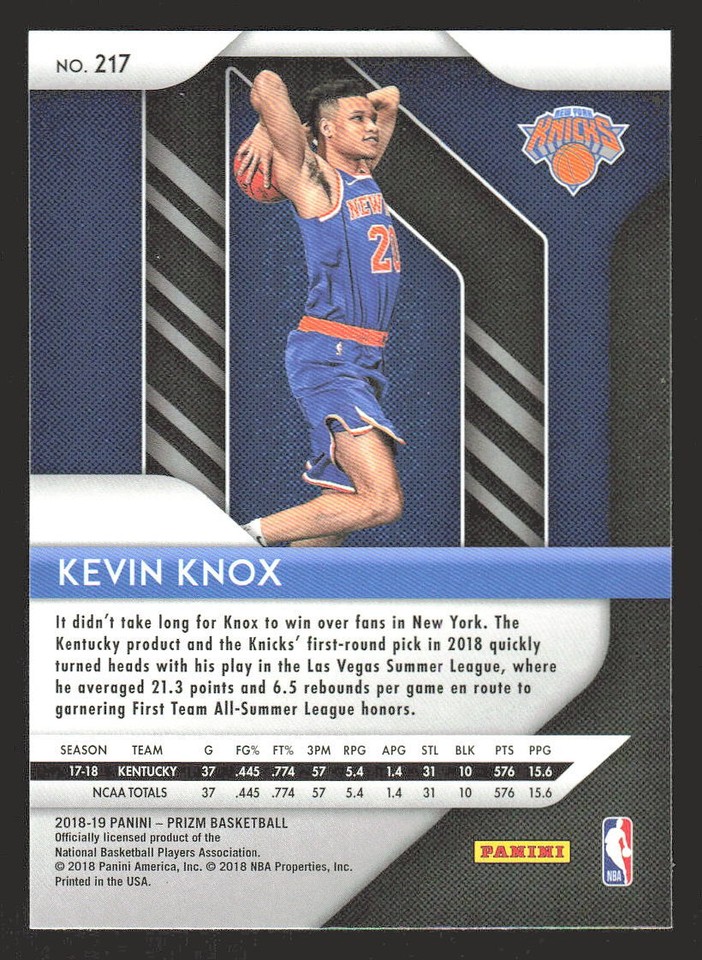2018 Panini Prizm #217 Kevin Knox New York Knicks | eBay