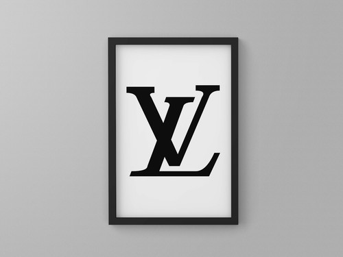 Black LV Calligraphy Logo A4 Poster Print Decor Gift Wall Art | eBay