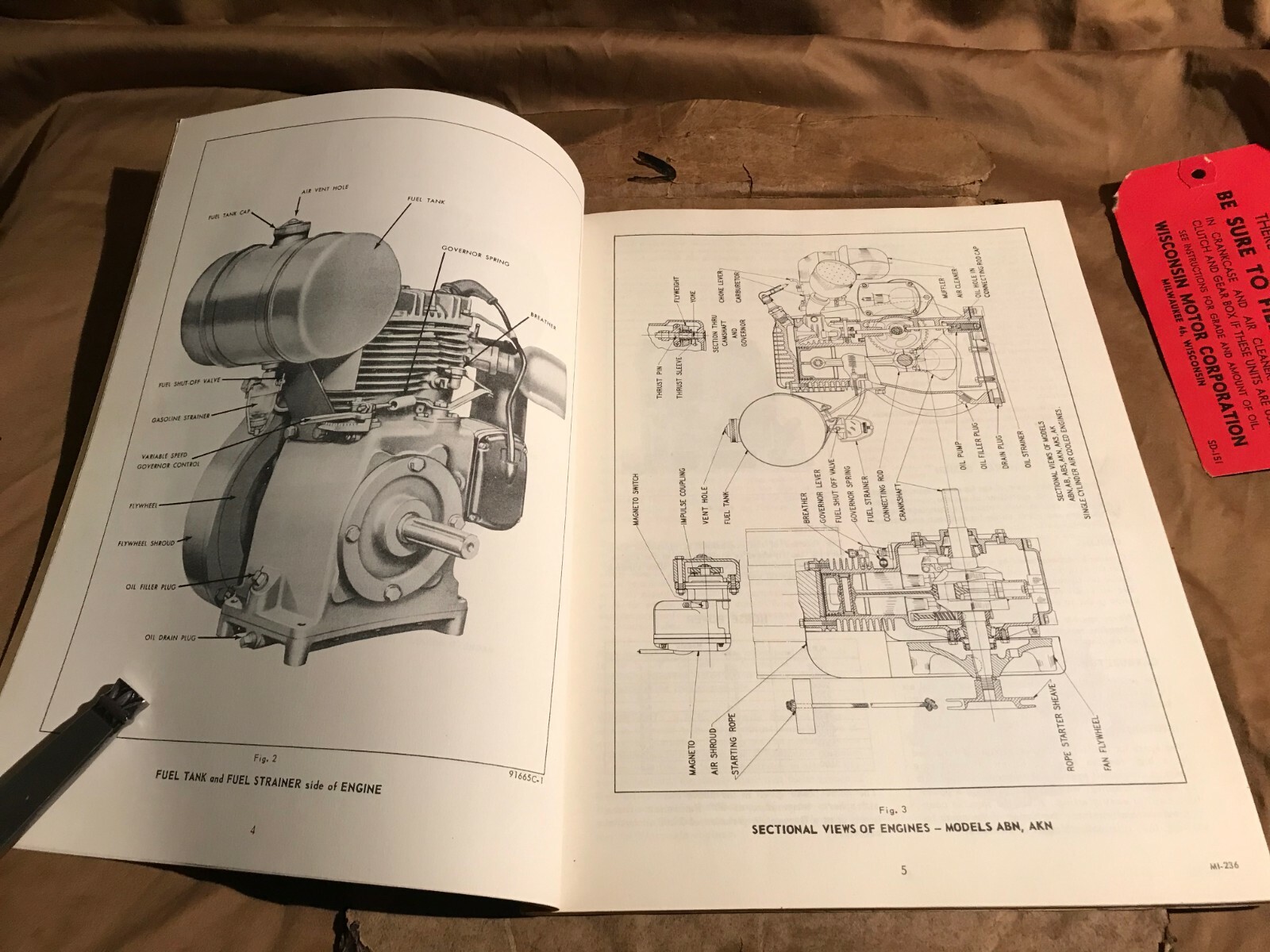 Vintage Wisconsin Engines Models ABN, AKN Instruction Book and Parts ...